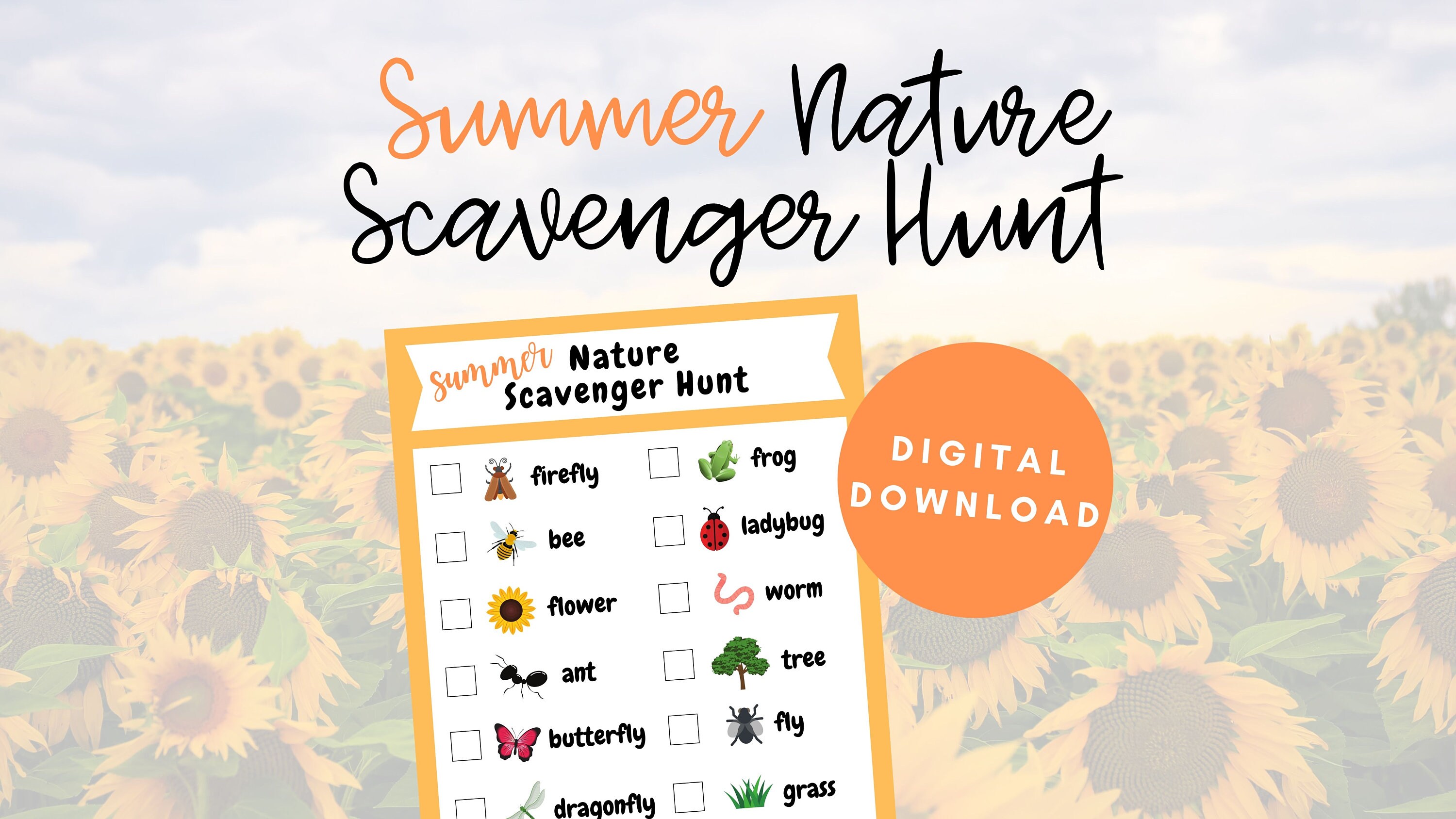Summer Nature Scavenger Hunt, Scavenger Hunt Kids Outdoor, Backyard ...