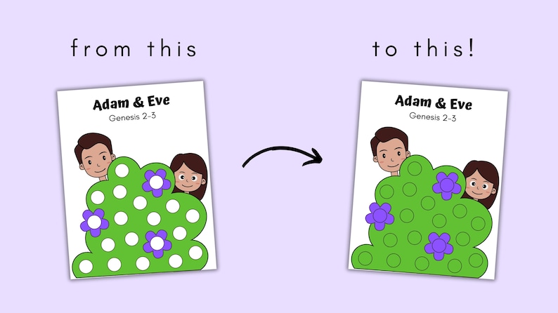 Adam and Eve Craft, Garden of Eden Craft, Dot Marker Coloring, Do A Dot ...