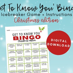 Get to Know You Bingo Christmas Activity Icebreaker Game - Etsy