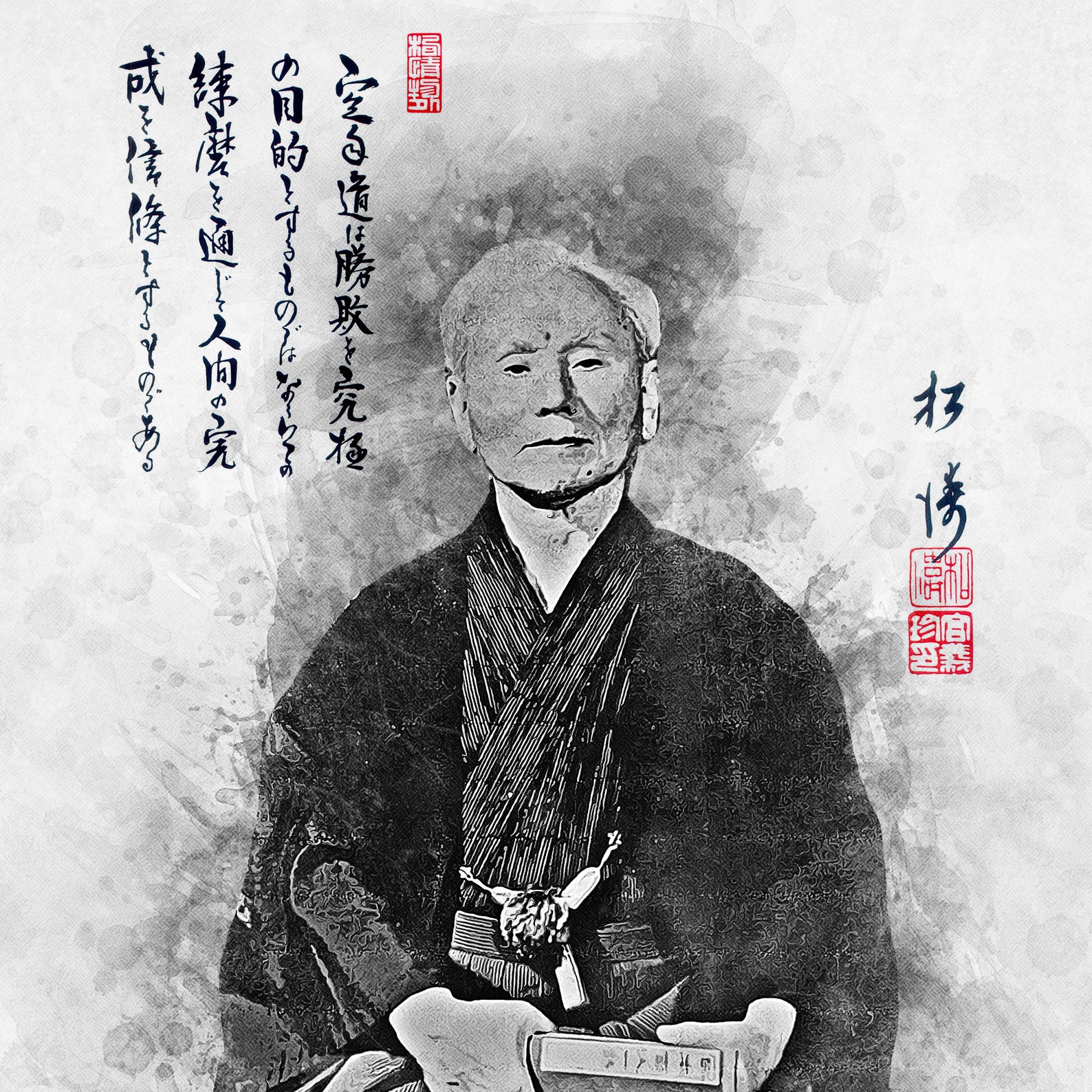 Gichin Funakoshi Poster - Karate Poster - Shotokan - Art Poster ...