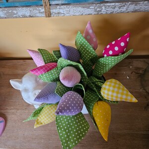 Fabric Tulip Bouquet, Handmade Spring Decor, Polka Dot Tulips - Etsy