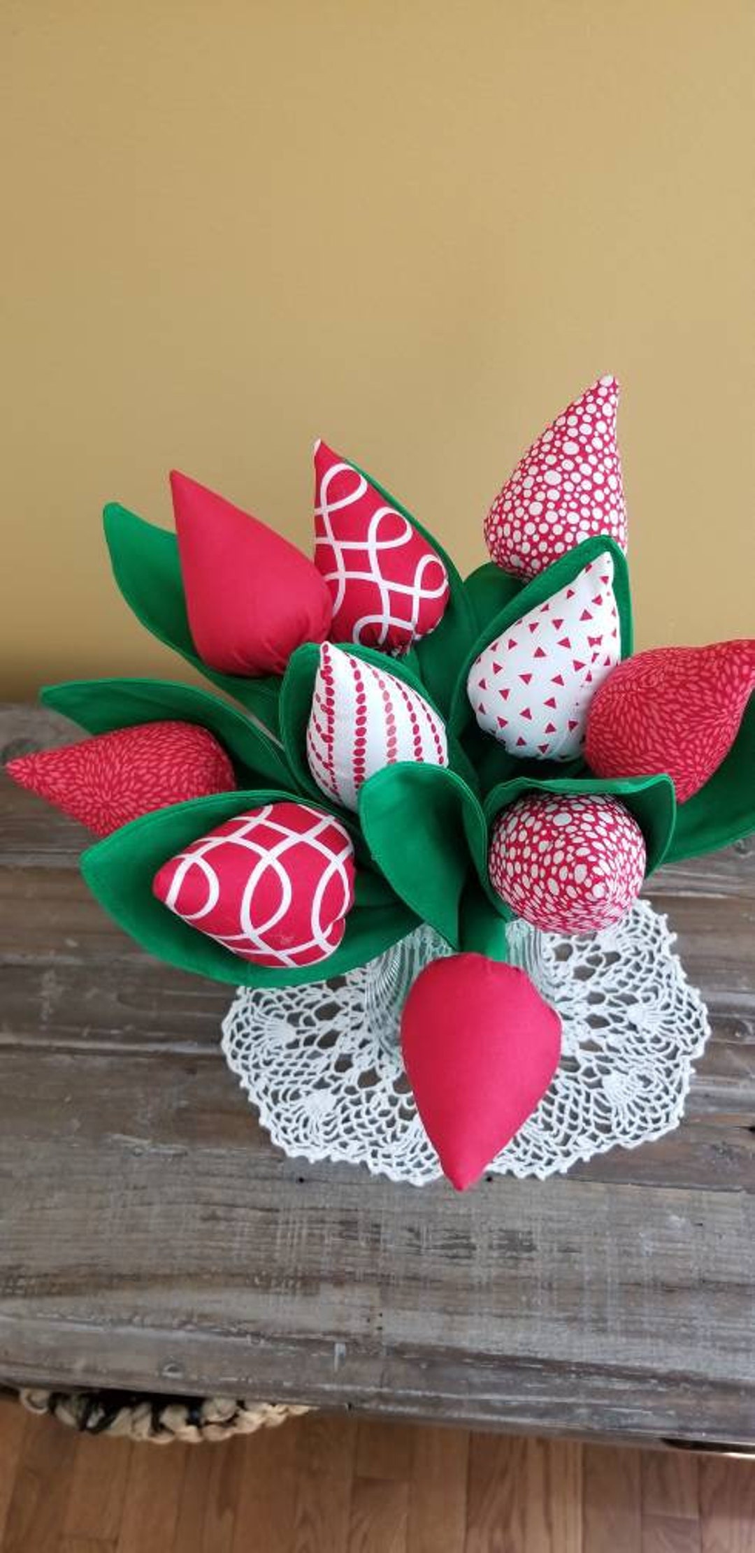 Fabric Tulips, Cotton Tulips, Spring Tulip Bouquet, Wedding Flowers ...