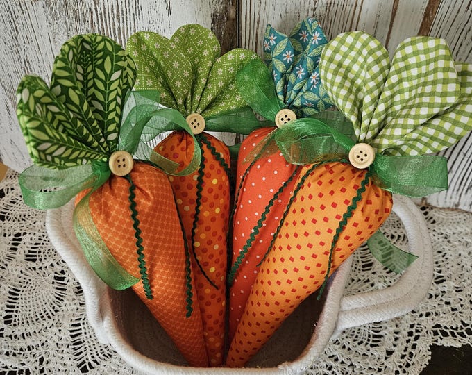 Handmade Farmhouse Stuffed Fabric Carrot Bundle, Summer Carrots, Spring ...