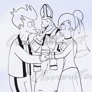 fry and leela coloring pages