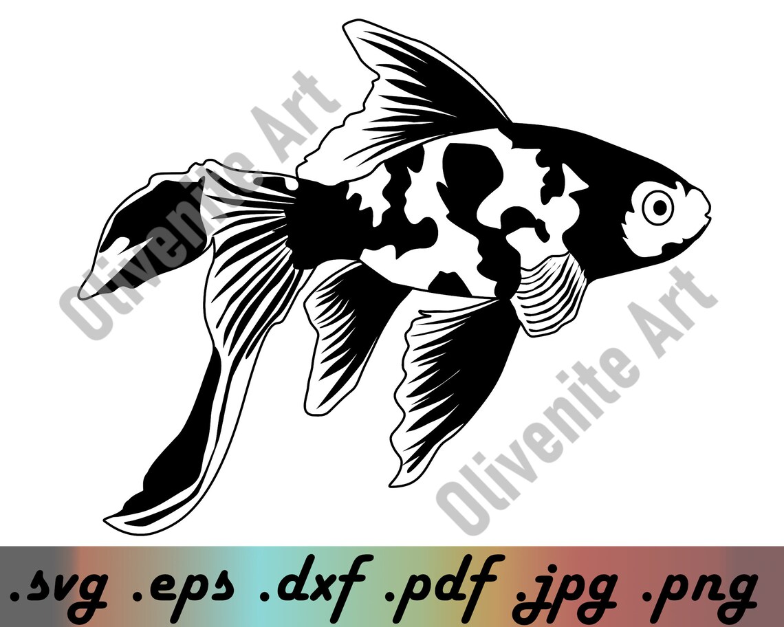 SVG Goldfish, SVG Cut Files for Silhouette, Fresh Water Animal Vectors ...
