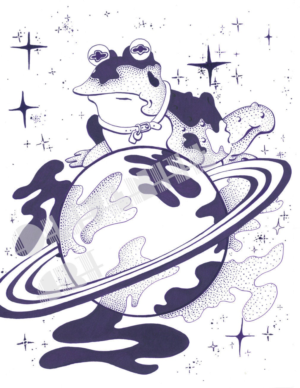 Hypnotoad in Space, Frog Art Print, Blue Toad - Etsy