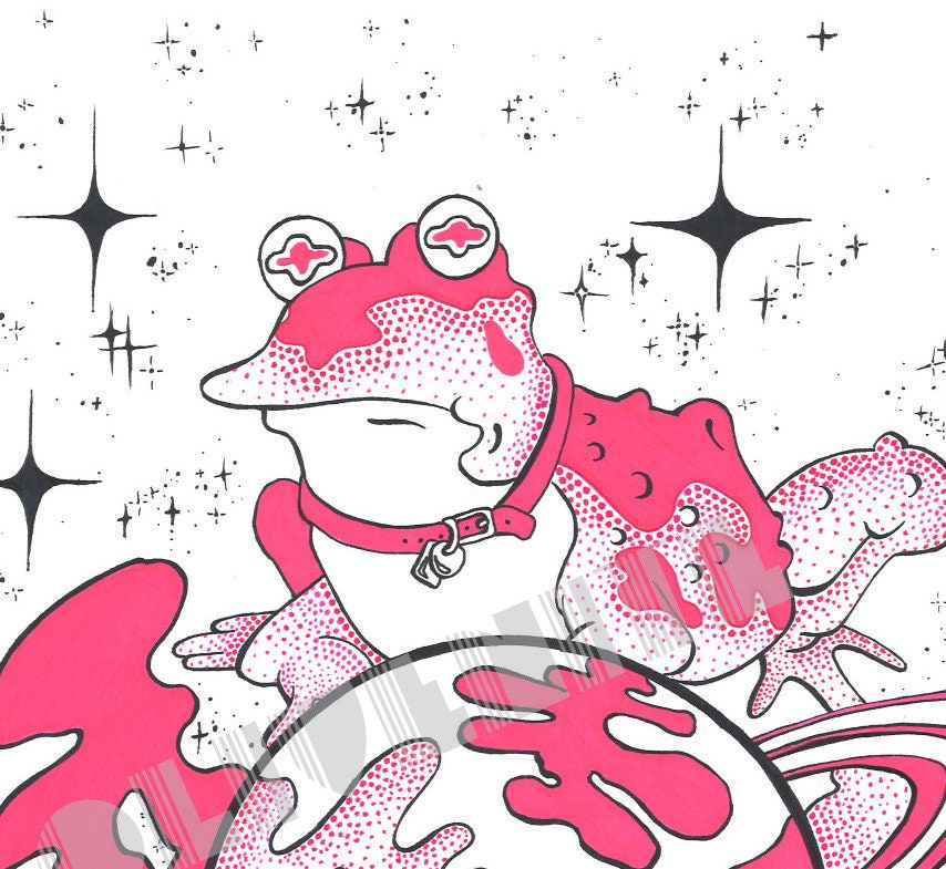 Pink Hypnotoad Art, Hypnotoad in Space, Pink Toad Framed Art - Etsy UK