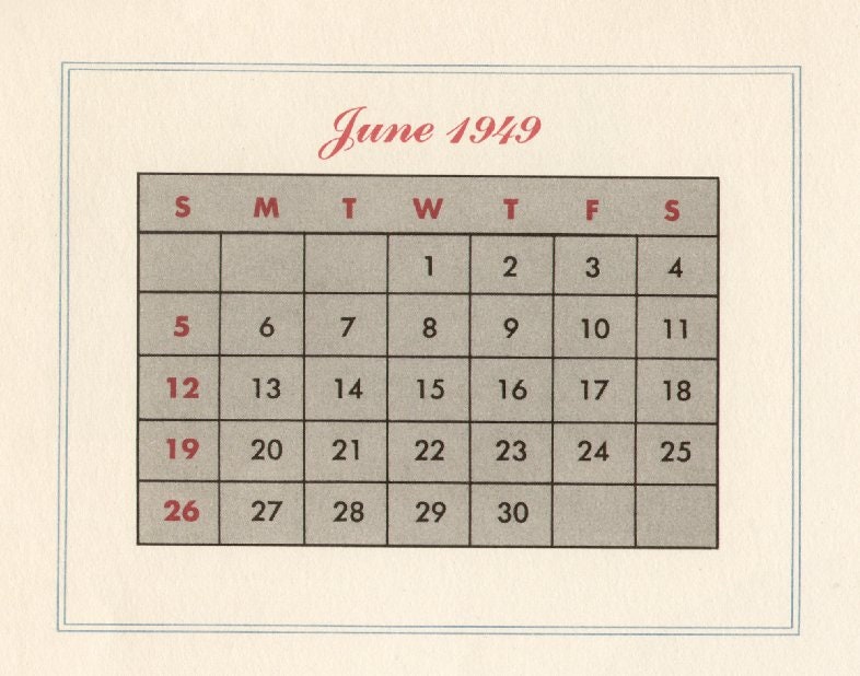 1949 JUNE PIN UP Calendar Girl Original by Al Moore Not a Copy or ...