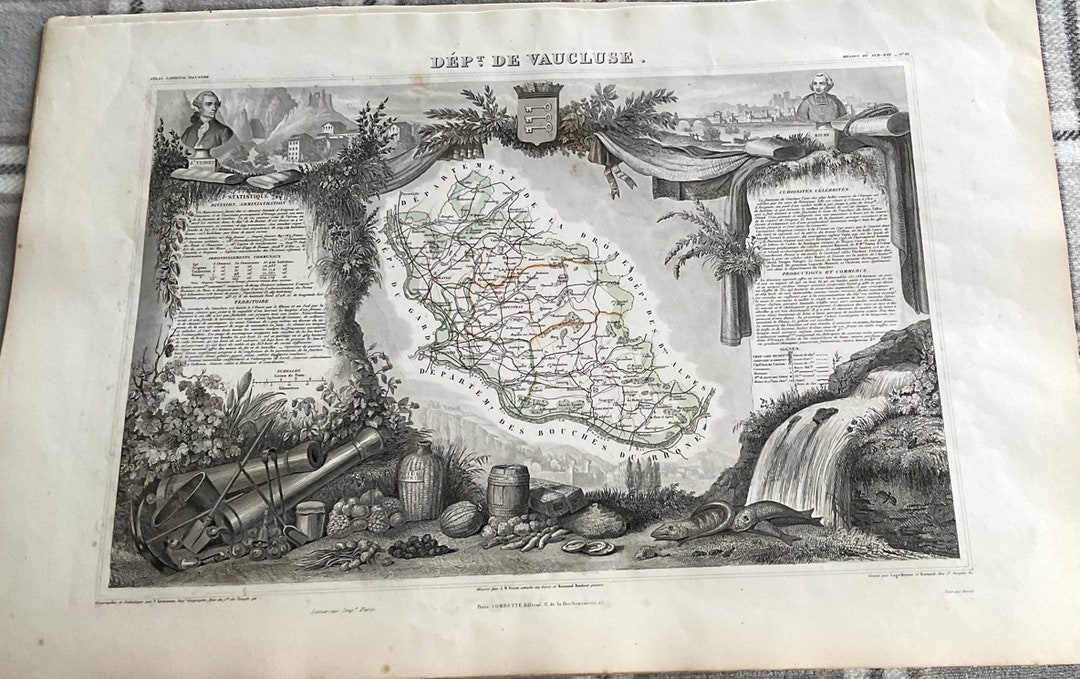 FRENCH MAP of the Wine Regions Original Large 1852 NOT Reproduction ...