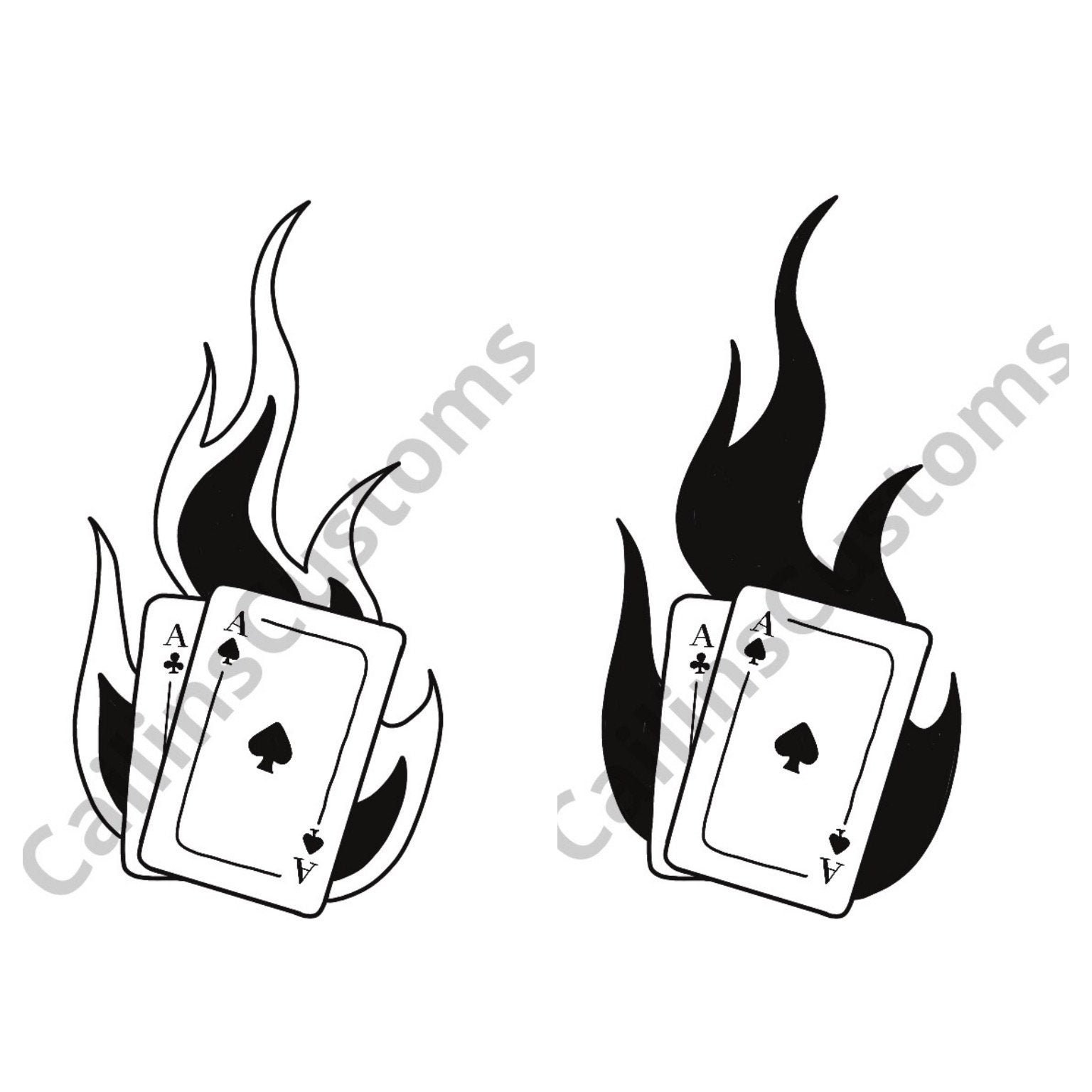 Fire Aces! (2 in 1!) Hand Drawn - Cricut, Silhouette, Makers - PNG File ...