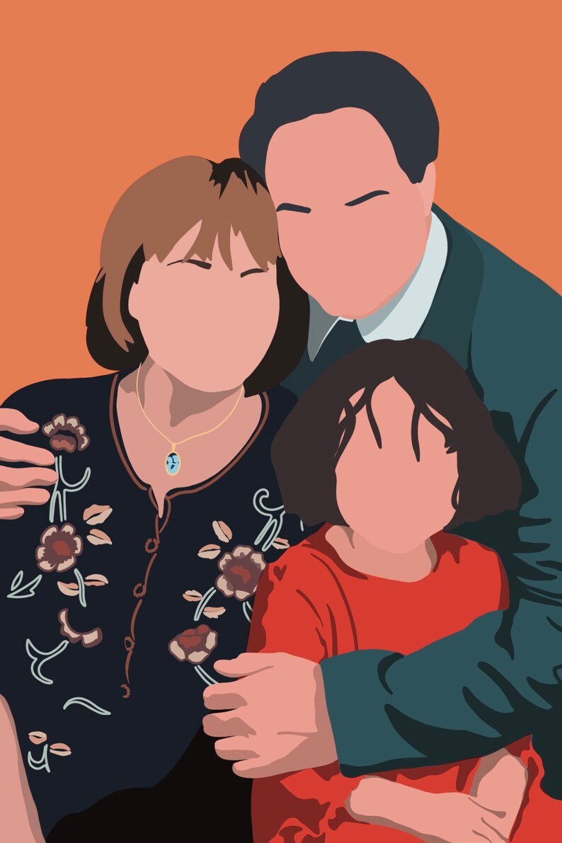 CUSTOM Digital Portrait Illustration From Photo Family - Etsy