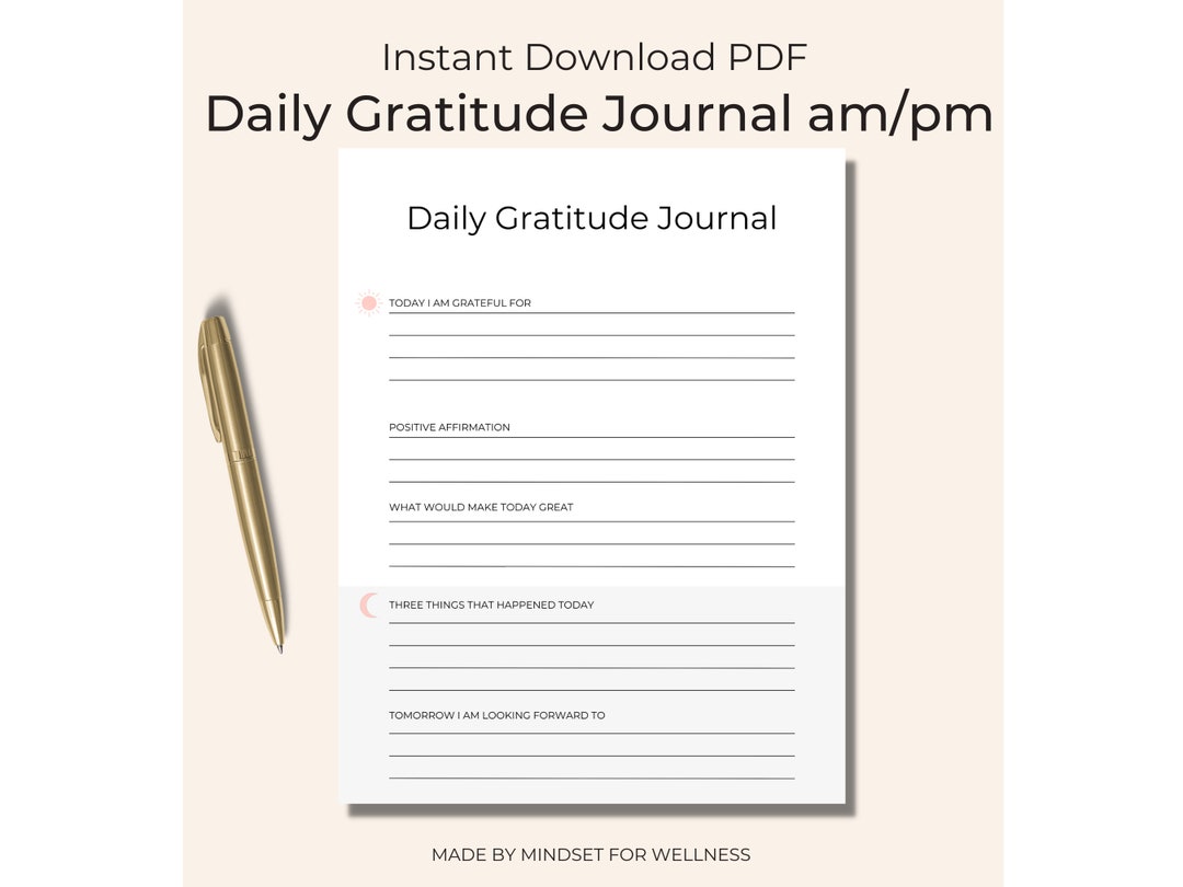 AM/PM Gratitude Journal Printable PDF | Digital Download | Manifest an ...