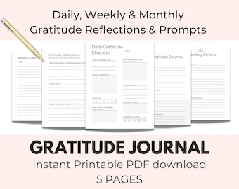 Monthly Gratitude Reflections Printable PDF Digital - Etsy