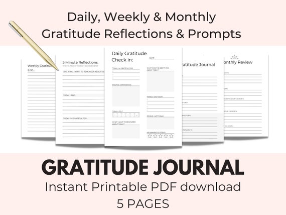 Gratitude Reflections Printable Journal Daily Weekly and - Etsy
