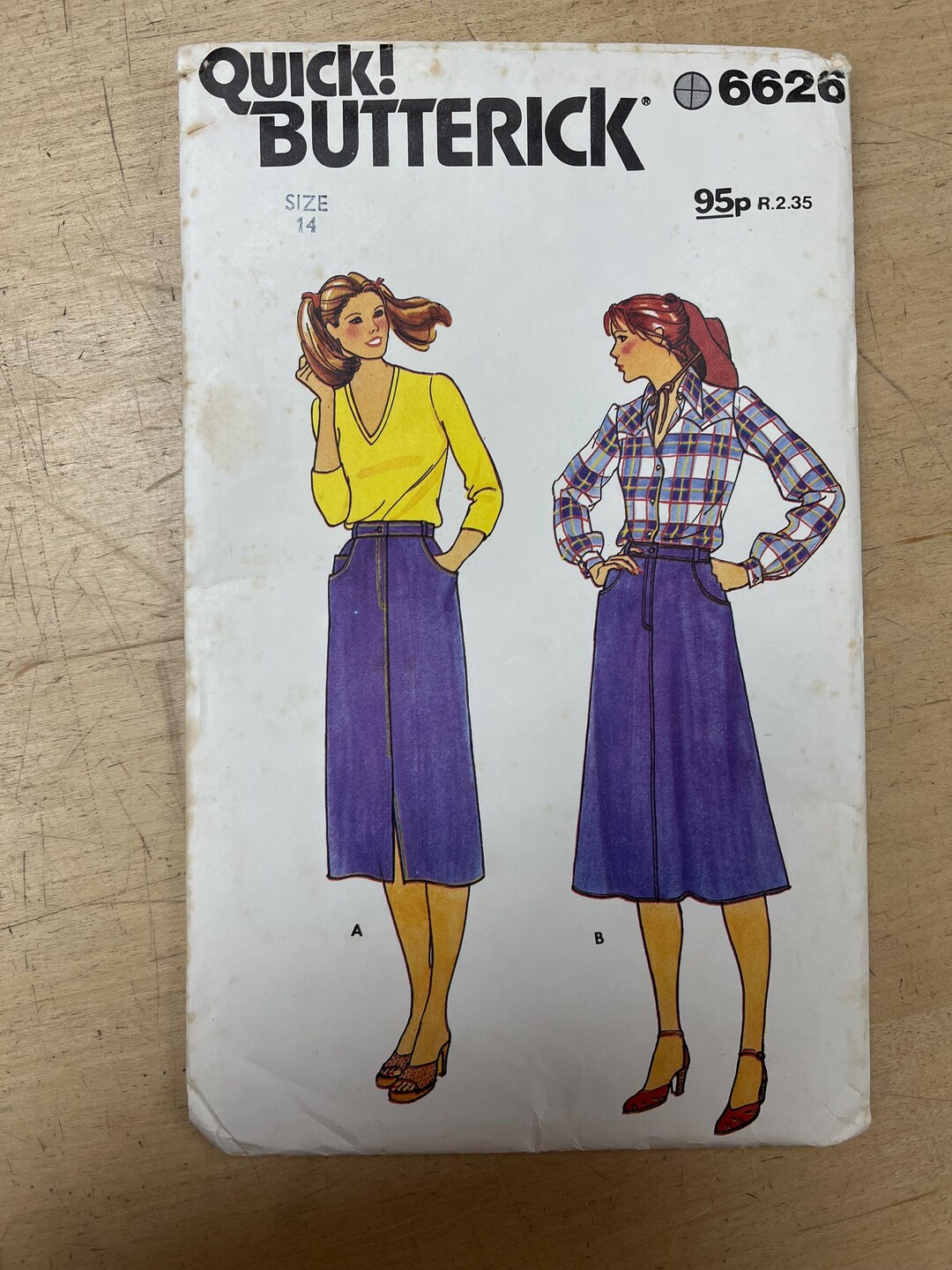 Butterick 6626 Vintage Sewing Pattern Size 14 Skirt, Straight or A Line ...