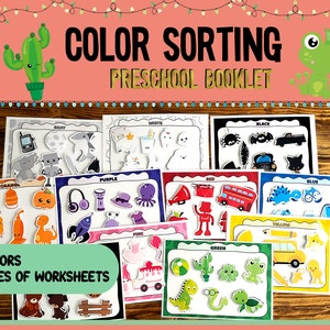Color Sorting Matching Activity, Toddler Busy Book, Colour Sorting ...