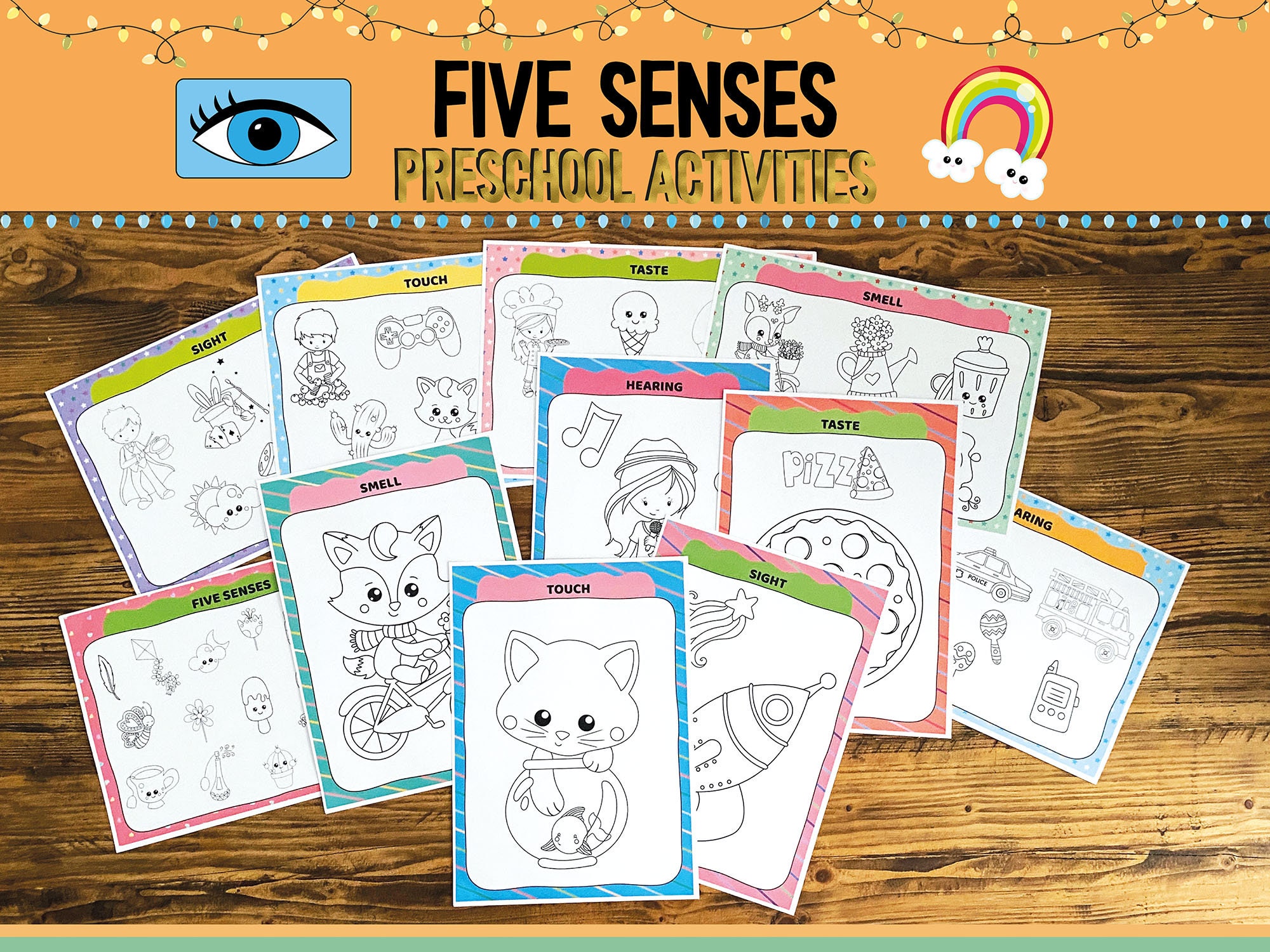 Five Senses Sorting Activity, Preschool Worksheets, Toddler Busy Book ...