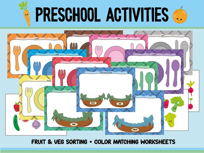 Fruit and Vegetable Printable, Toddler Busy Book, Learning Binder ...