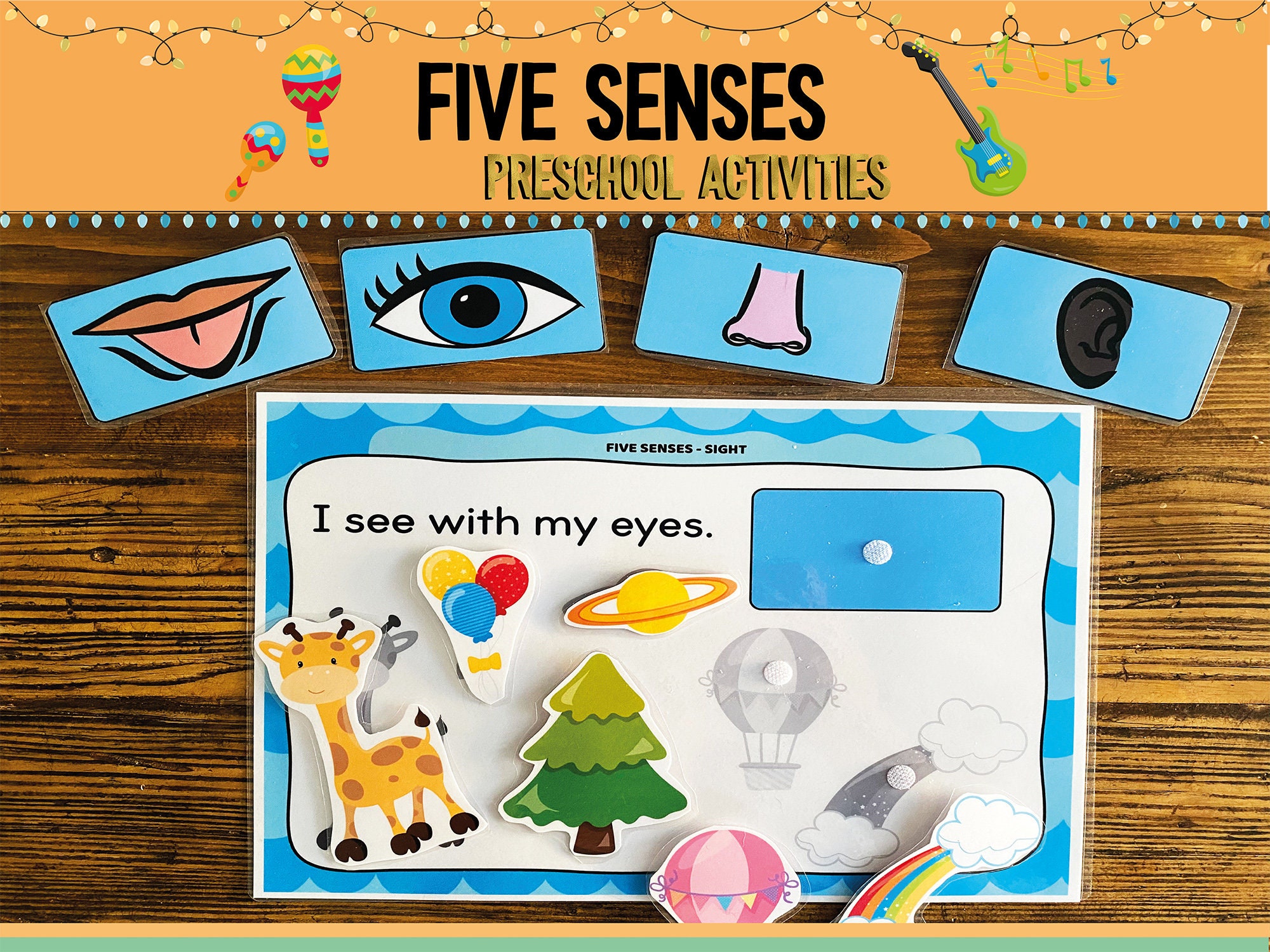 Five Senses Sorting Activity Preschool Worksheets Toddler | Etsy