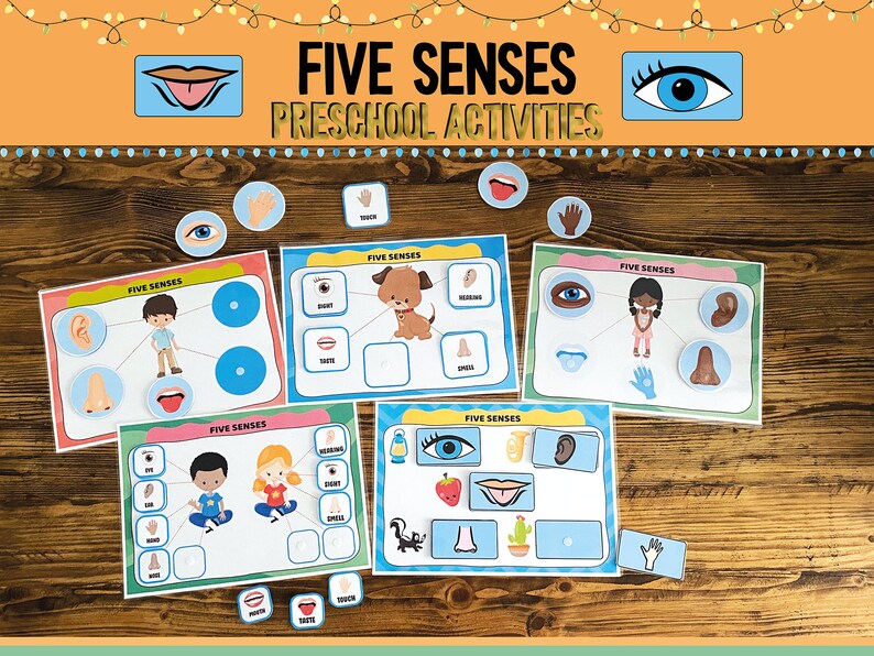 Five Senses Sorting Activity, Preschool Worksheets, Toddler Busy Book ...