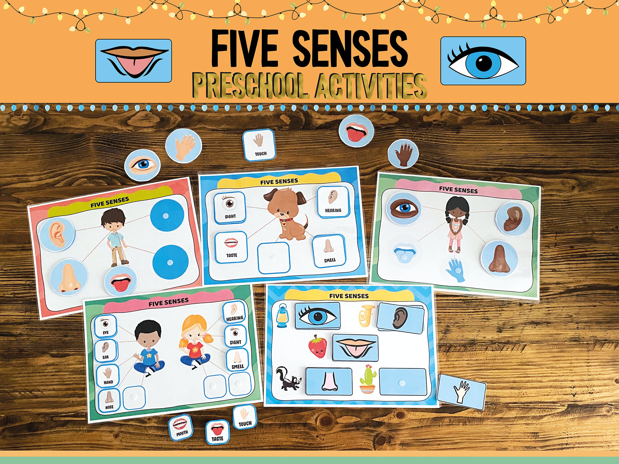 Five Senses Sorting Activity, Preschool Worksheets, Toddler Busy Book ...