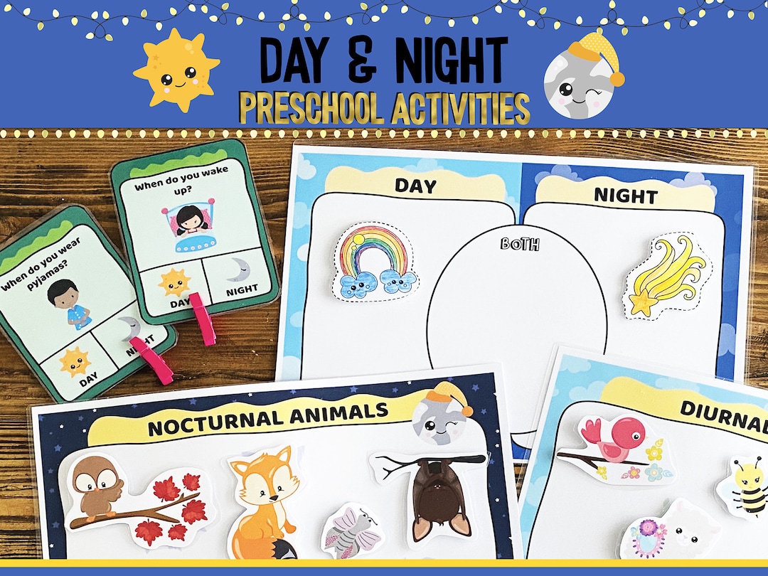 Day and Night Preschool Toddler Activities, Busy Binder,homeschool ...