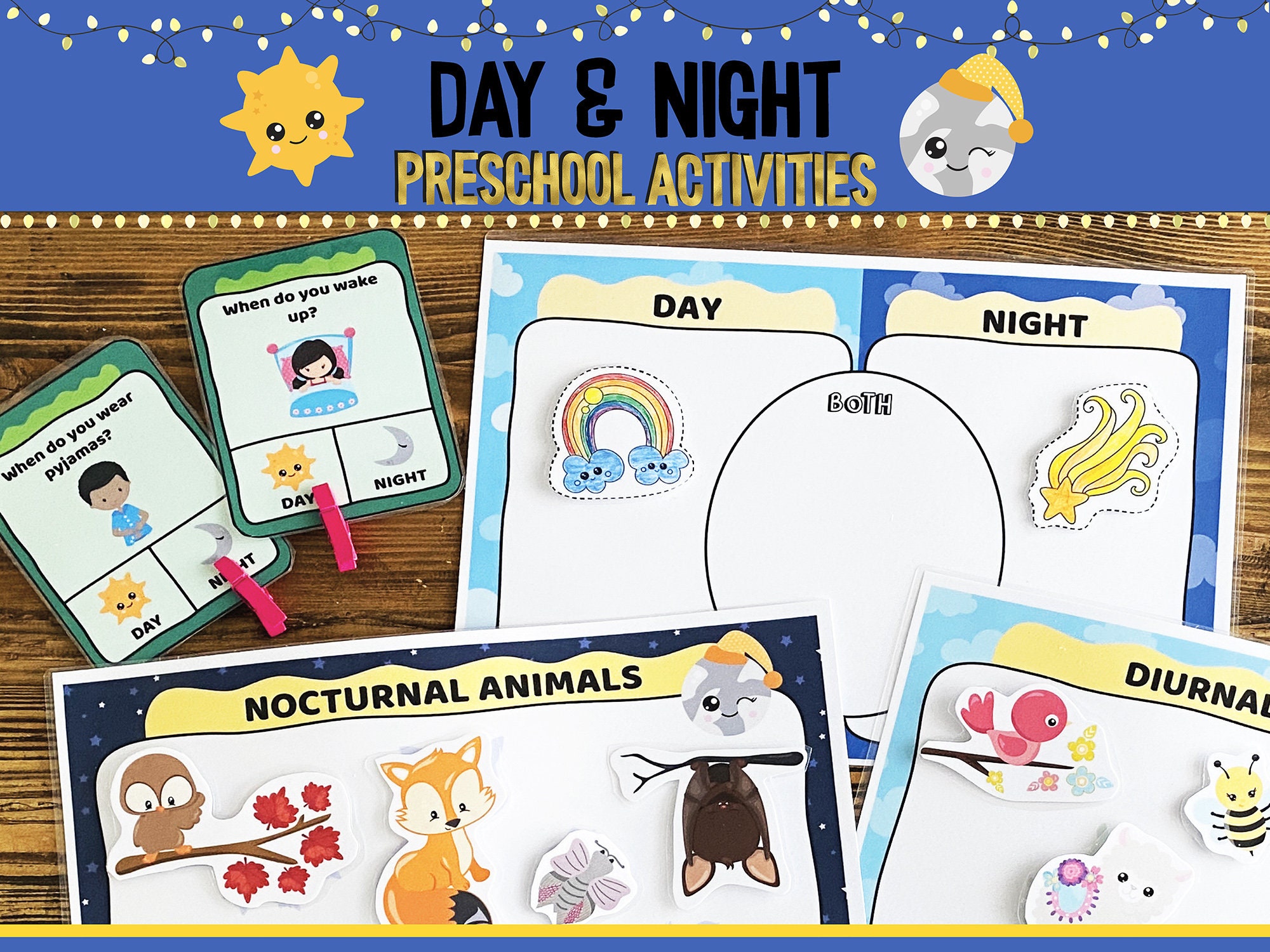 Day and Night Preschool Toddler Activities, Busy Binder,homeschool ...