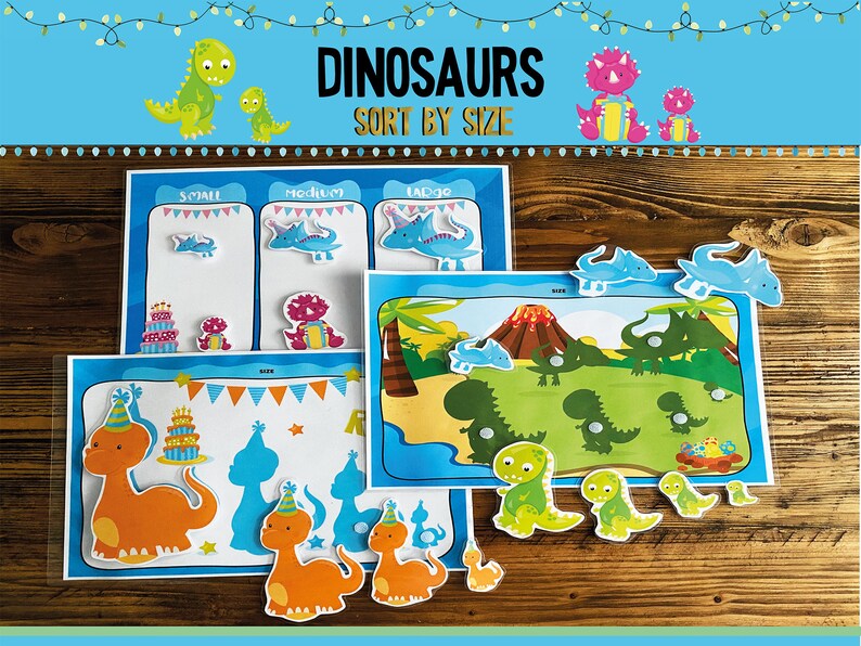 Dinosaur Printable, Toddler Printable, Toddler Busy Book, Sort by Size ...