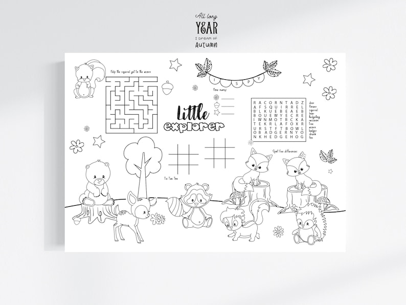 Woodland Animals Coloring Page, Woodland Animals Activity Page ...