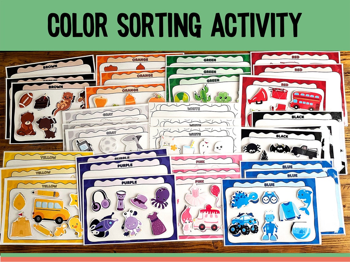Color Sorting Matching Activity, Toddler Busy Book, Colour Sorting ...