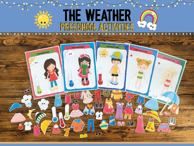 The Weather Worksheets, Weather Printable, Toddler Busy Book, Preschool ...