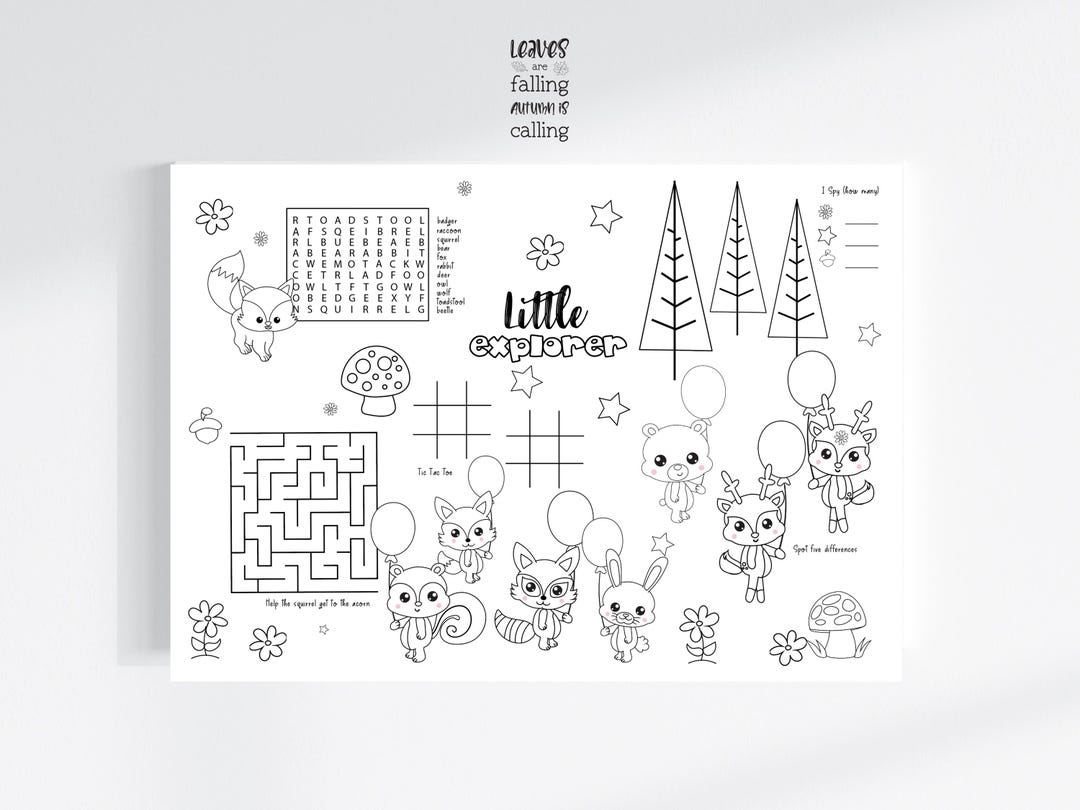 Woodland Activity Printable, Woodland Animals Coloring Page, Woodland ...