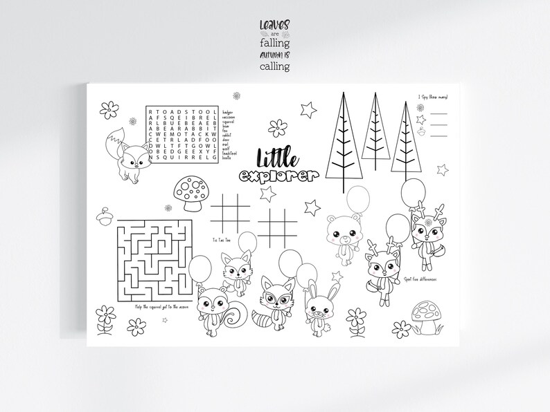 Woodland Activity Printable, Woodland Animals Coloring Page, Woodland ...