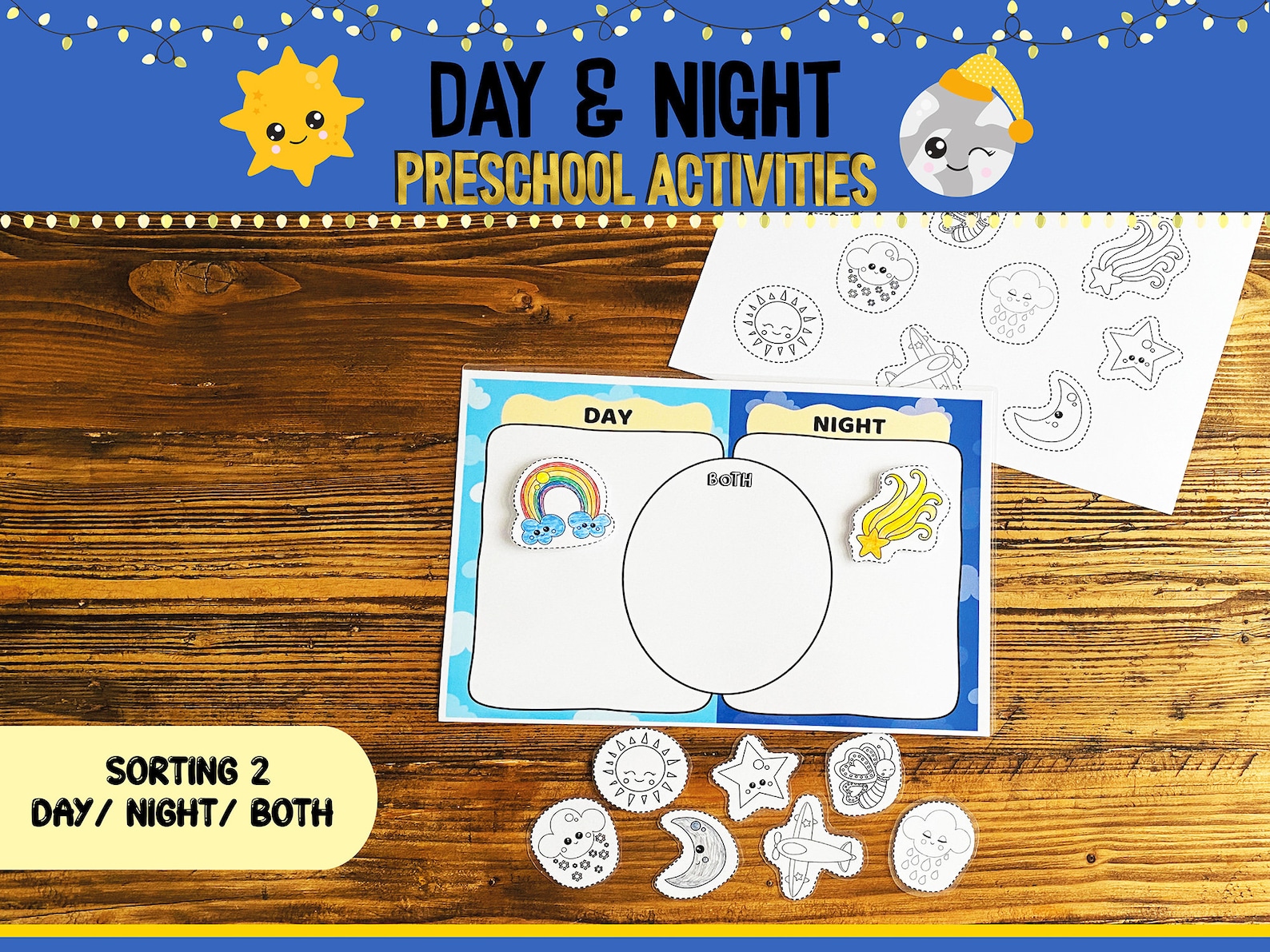 Day and Night Preschool Toddler Activities, Busy Binder,homeschool ...