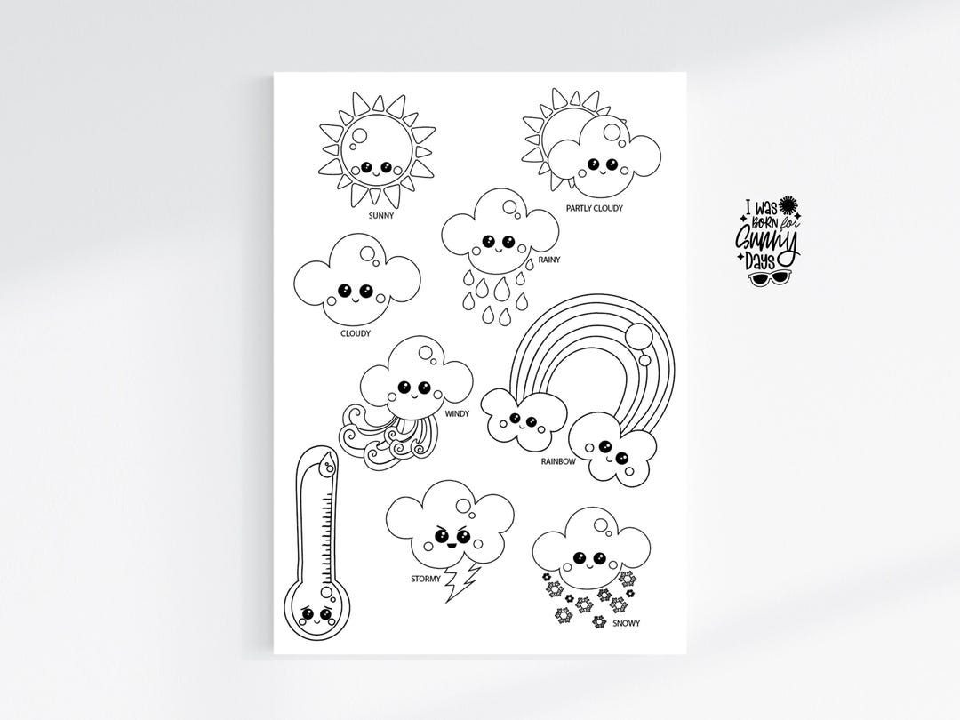 The Weather Coloring Page, Kids Activity Printable, the Weather ...