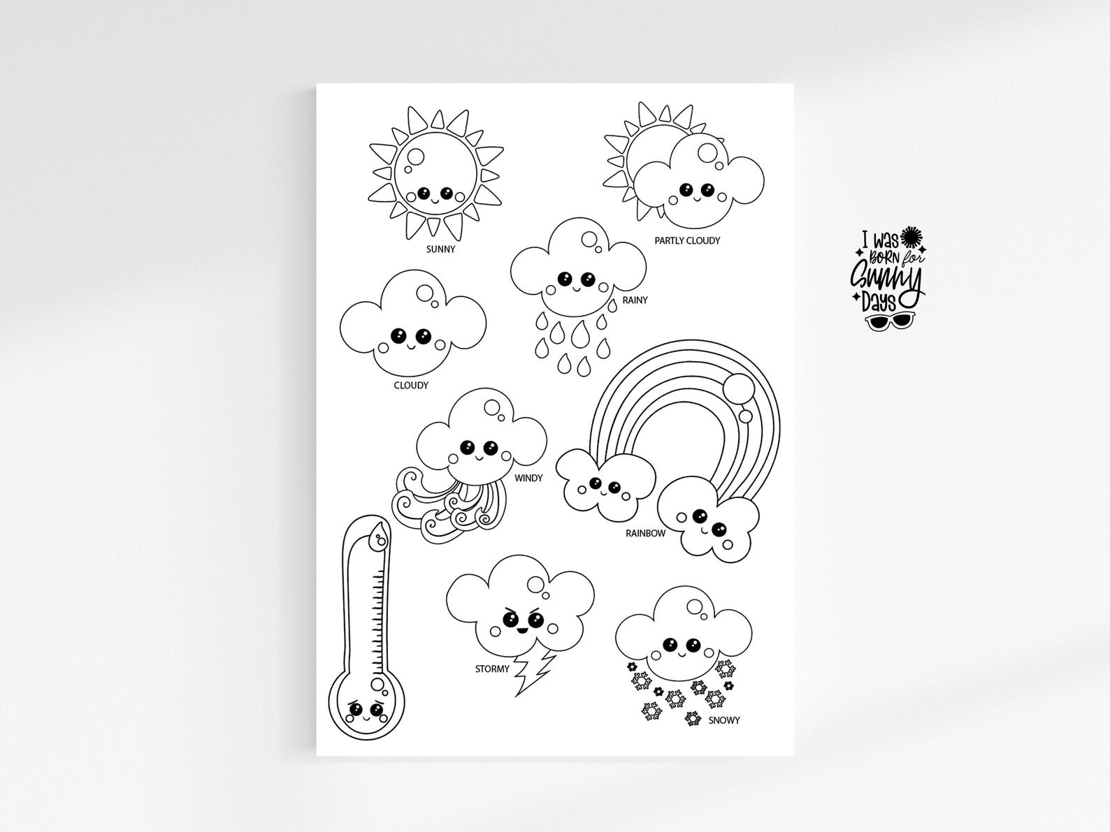 The Weather Coloring Page, Kids Activity Printable, the Weather ...