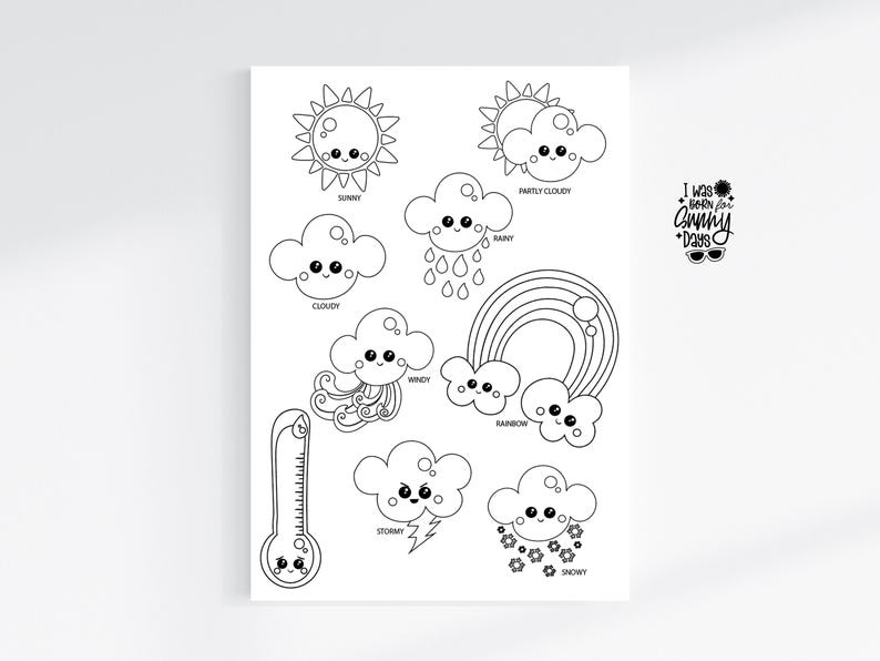The Weather Coloring Page, Kids Activity Printable, the Weather ...