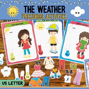 The Weather Worksheets, Weather Printable, Toddler Busy Book, Preschool ...