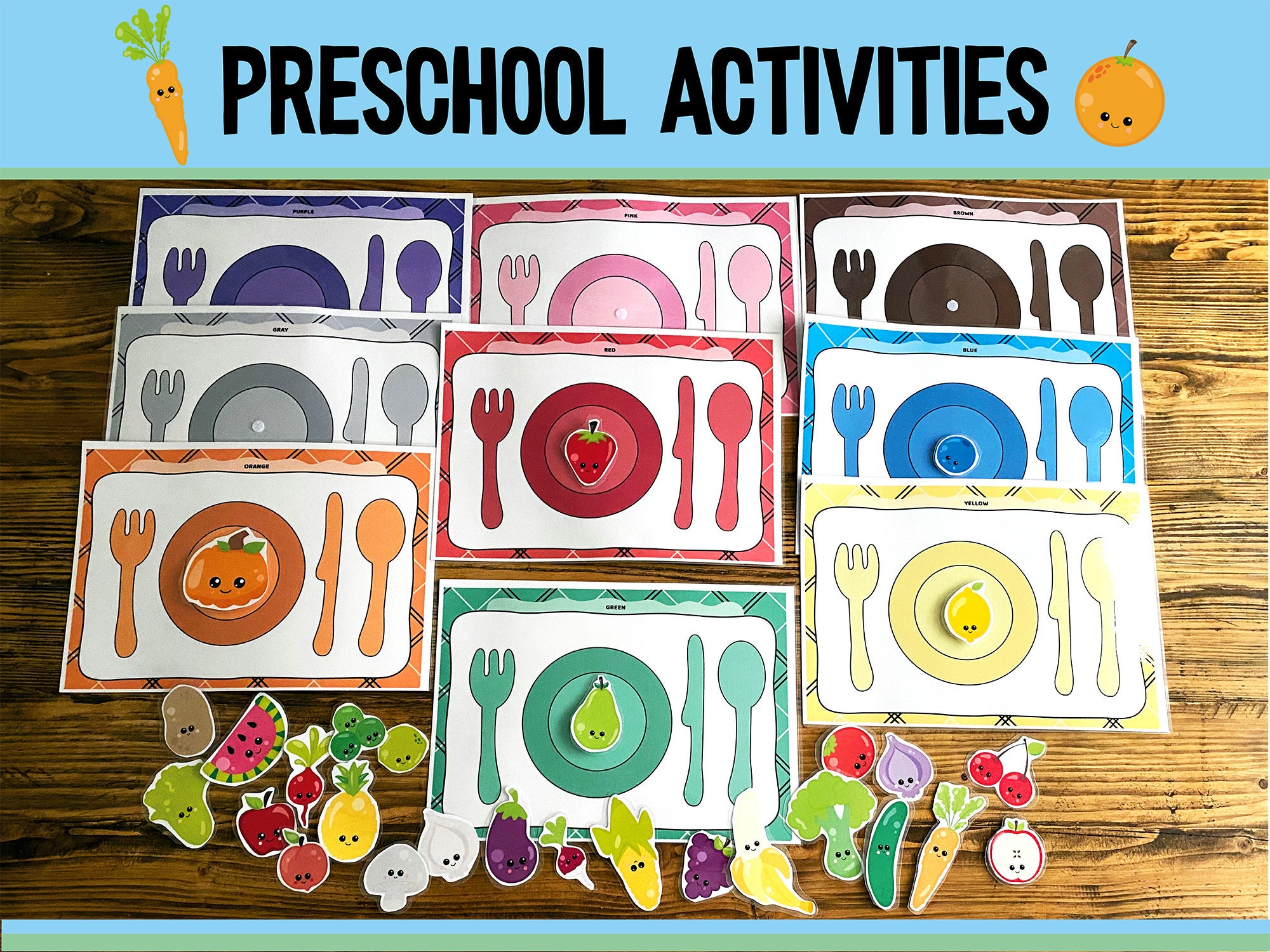 Fruit and Vegetable Printable, Toddler Busy Book, Learning Binder ...