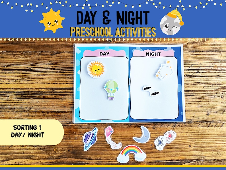 Day and Night Preschool Toddler Activities, Busy Binder,homeschool ...