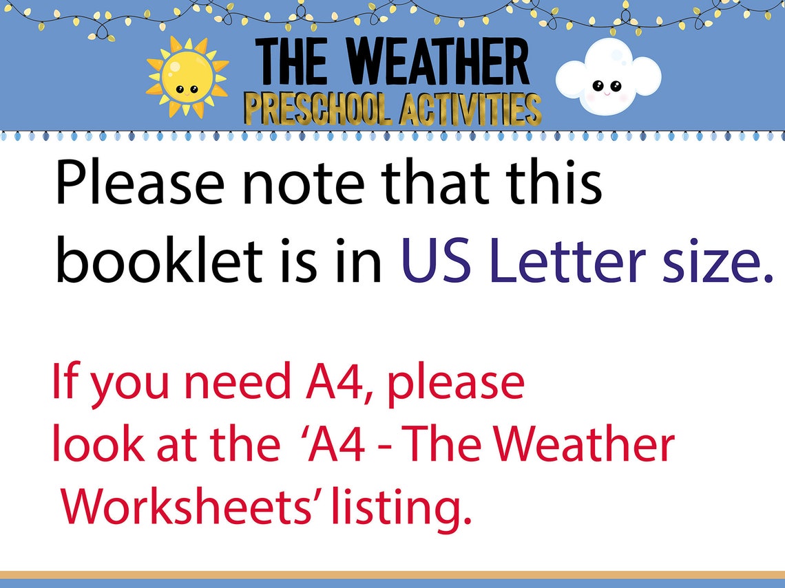 The Weather Worksheets, Weather Printable, Toddler Busy Book, Preschool ...