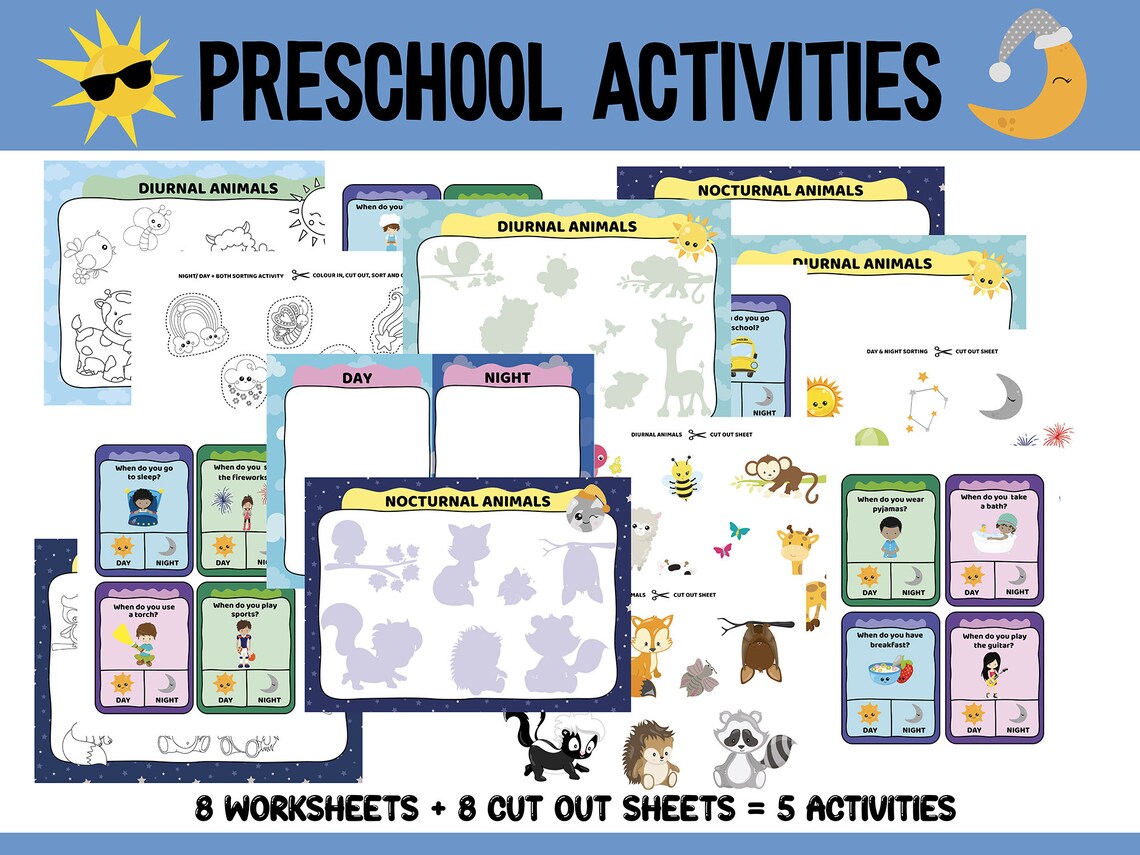 Day and Night Preschool Toddler Activities, Busy Binder,homeschool ...