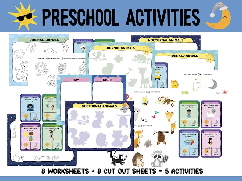 Day and Night Preschool Toddler Activities, Busy Binder,homeschool ...