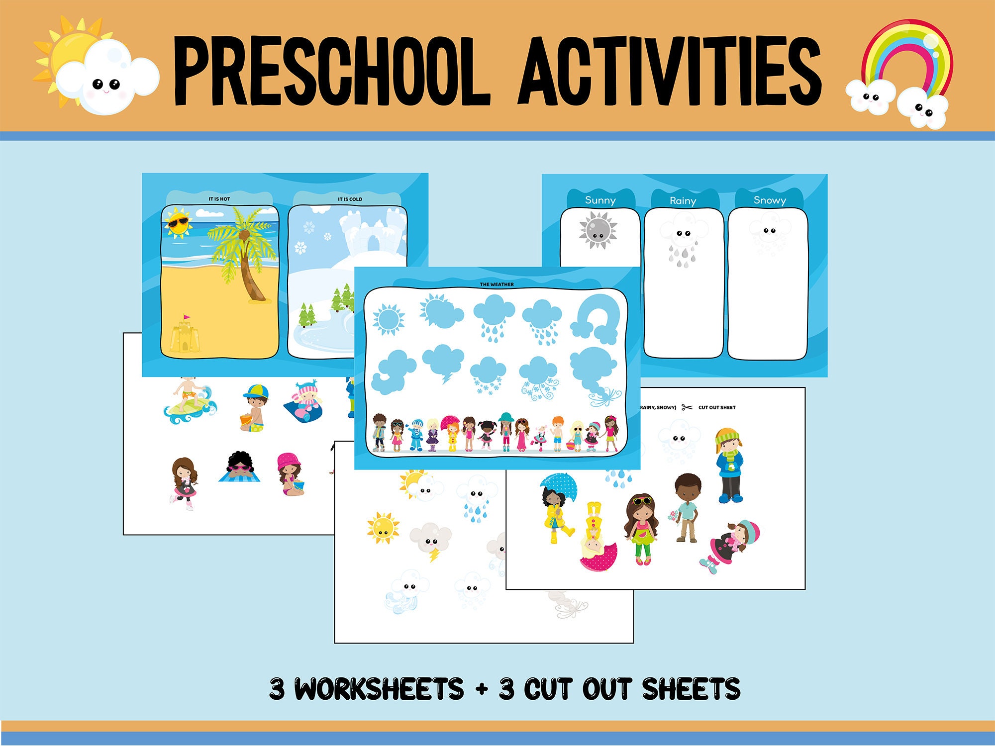 The Weather Worksheets Weather Printable Toddler Busy Book | Etsy