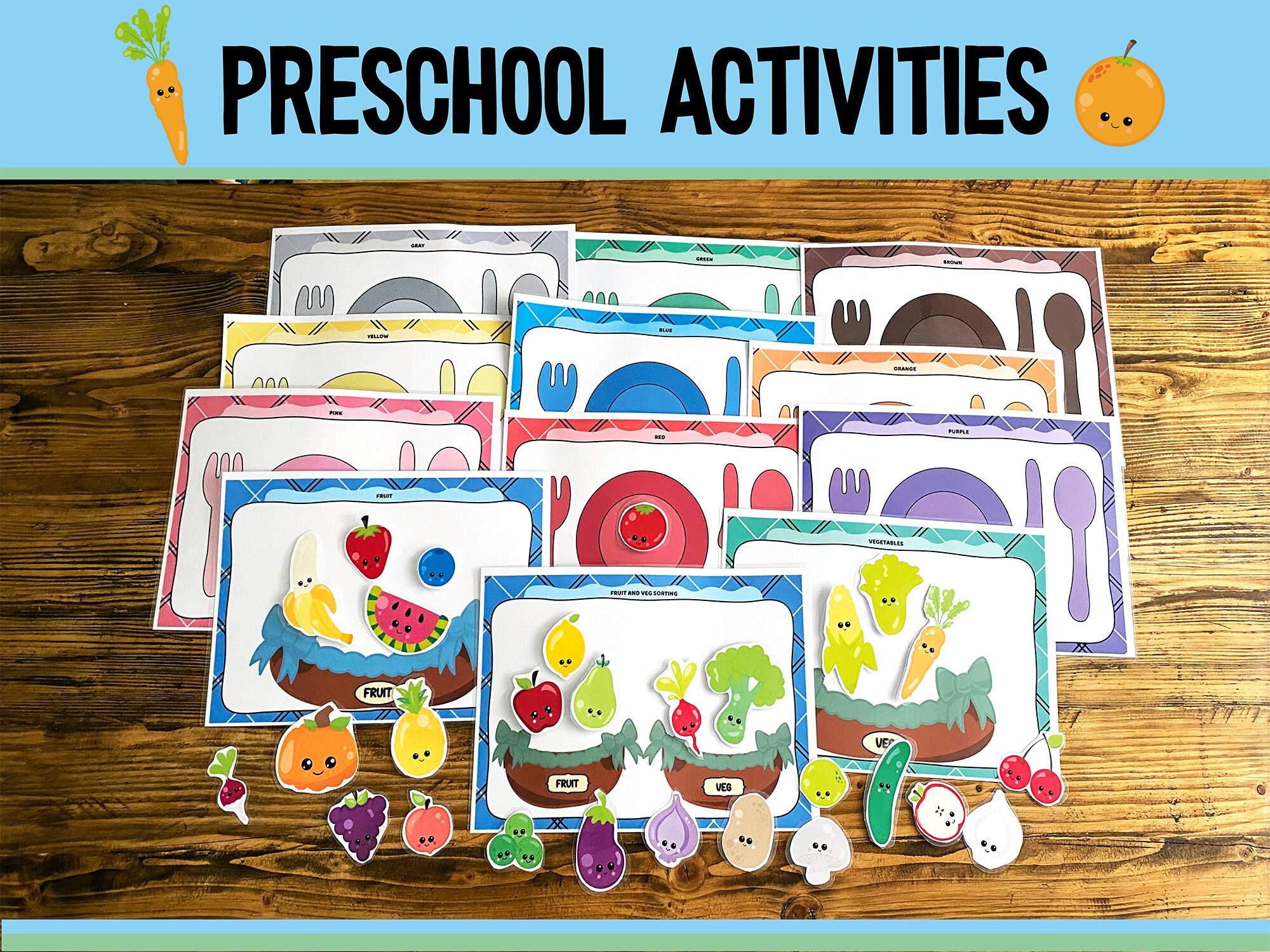 Fruit and Vegetable Printable, Toddler Busy Book, Learning Binder ...