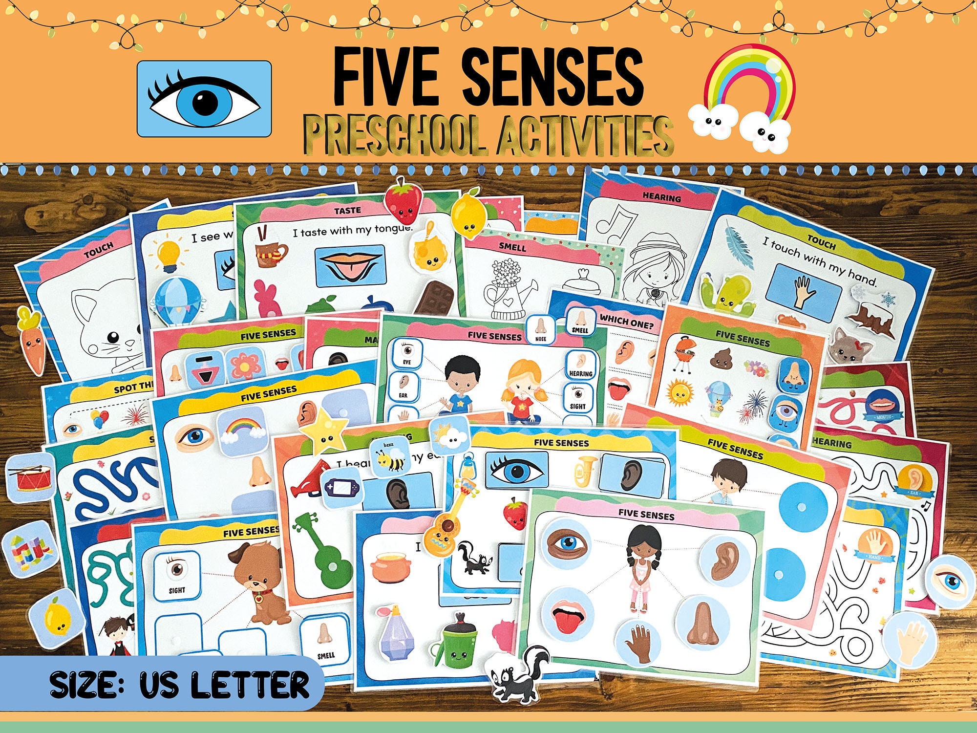 Five Senses Sorting Activity, Preschool Worksheets, Toddler Busy Book ...