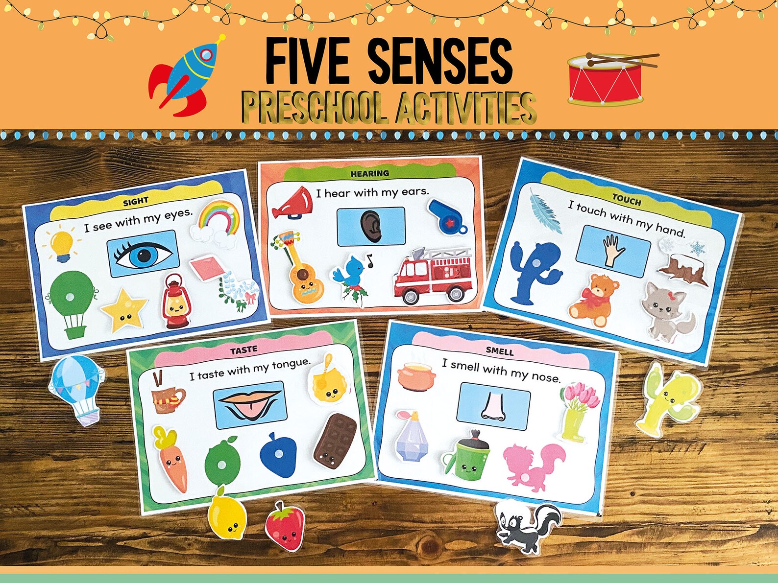 Five Senses Sorting Activity, Preschool Worksheets, Toddler Busy Book ...