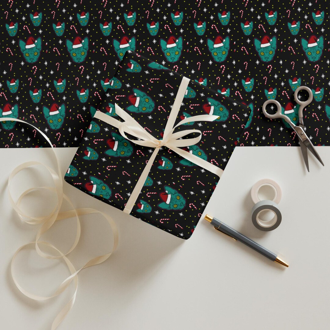 Christmas Cat Wrapping Paper Sheets - Etsy