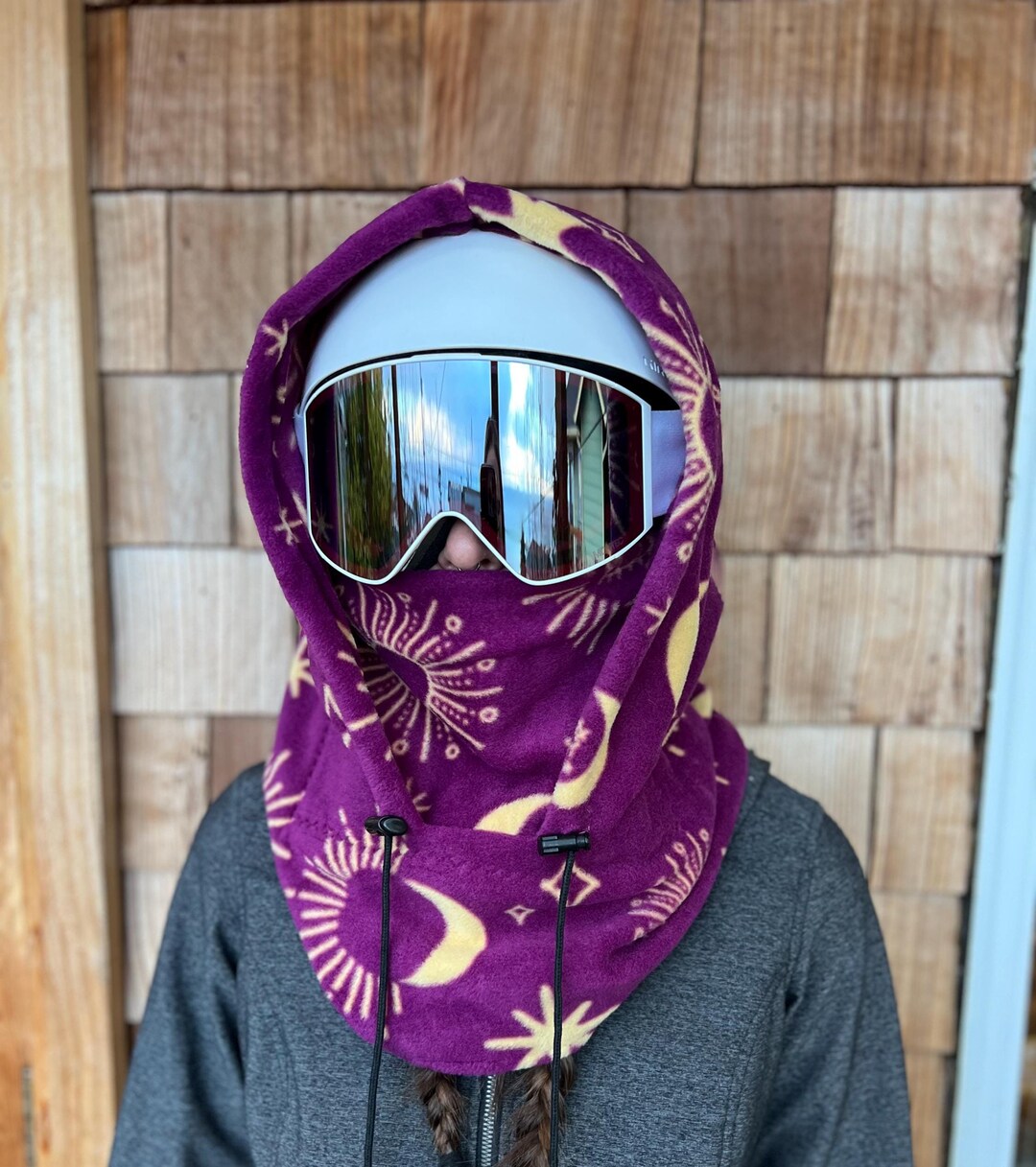 Purple Sun and Moon Hood, Ski Hood, Fleece Hood, Snowboard Hood ...