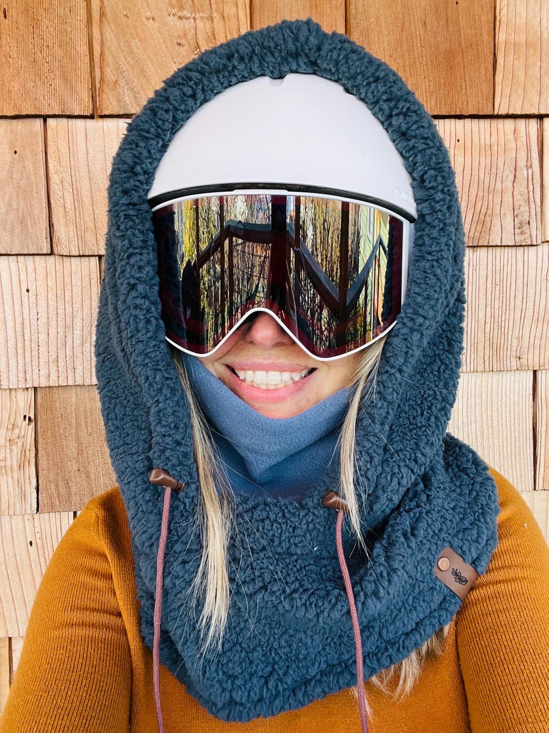 Blue Sherpa Hood, Ski Hood, Fleece Hood, Snowboard Hood, Balaclava ...